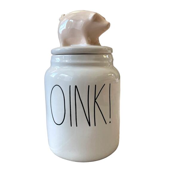 Rae Dunn | Kitchen | Rae Dunn Oink Small Canister Cookie Jar With Pig ...